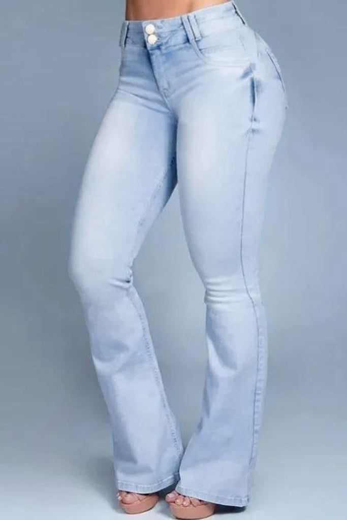 Button Front Butt Lifting Flare Jeans – Rae Jeans