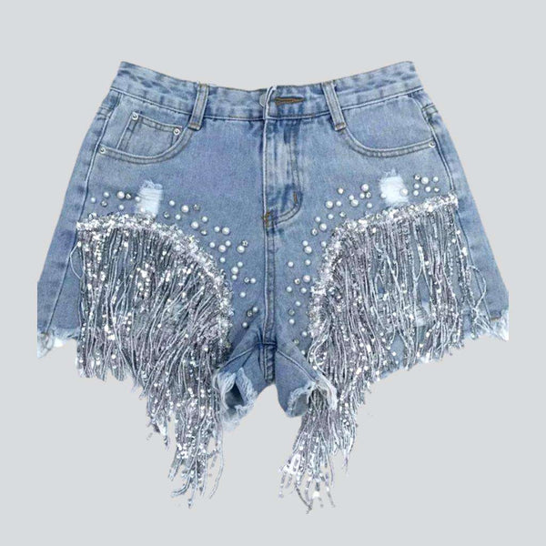 Diamond fringe leg denim shorts – Rae Jeans