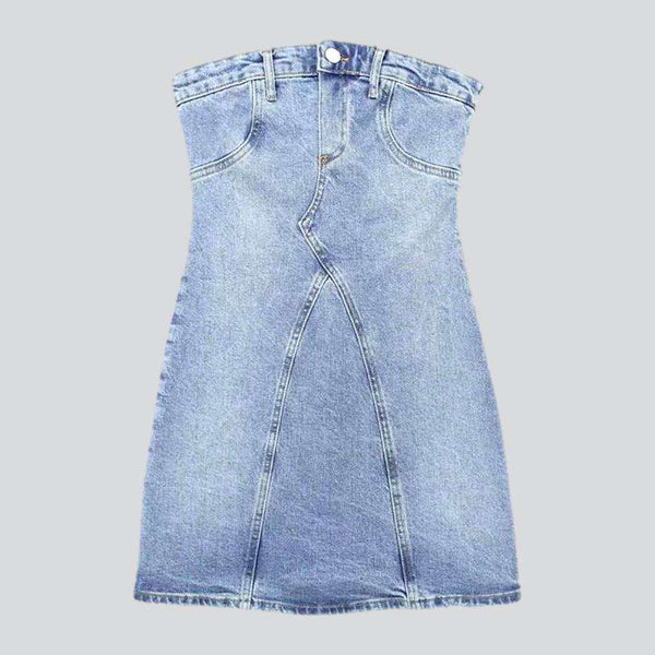 Light wash strapless denim dress – Rae Jeans